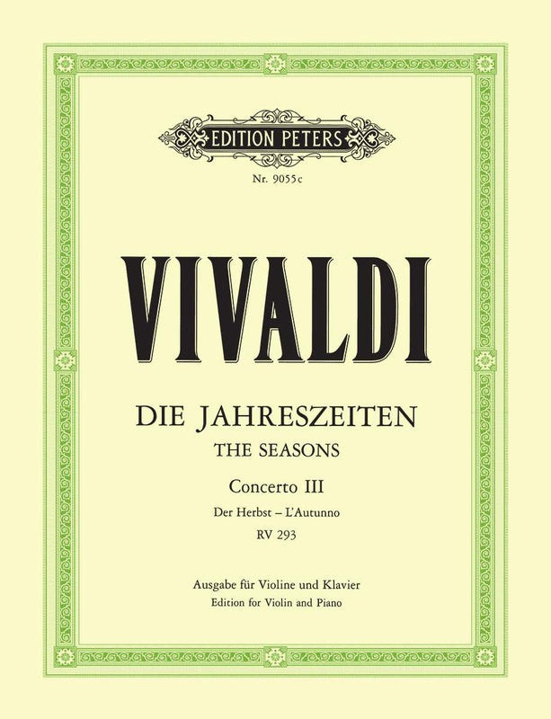 Vivaldi, Autumn from The Four Seasons for Violin and Piano (Peters ...