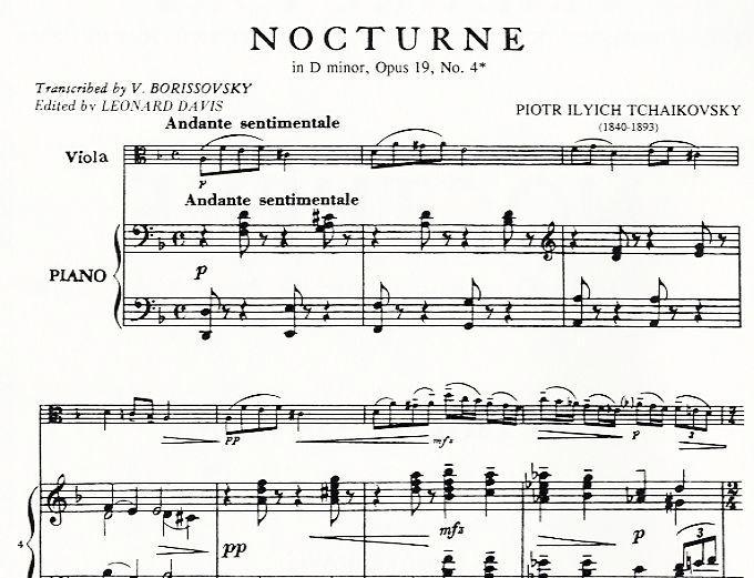 Tchaikovsky, Nocturne Op. 19 No. 4 for Viola and Piano (IMC) – Simply ...