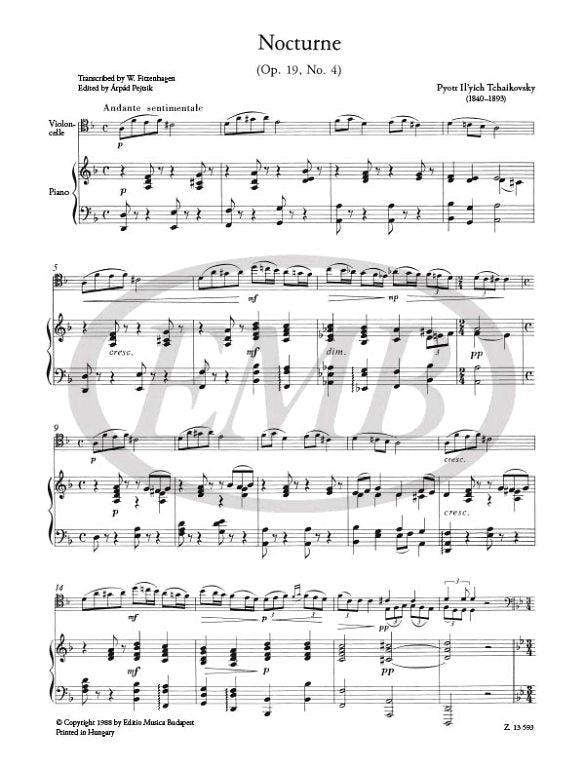 Tchaikovsky, Nocturne Op. 19 No. 4 (arr. Petjsik) for Cello and Piano ...