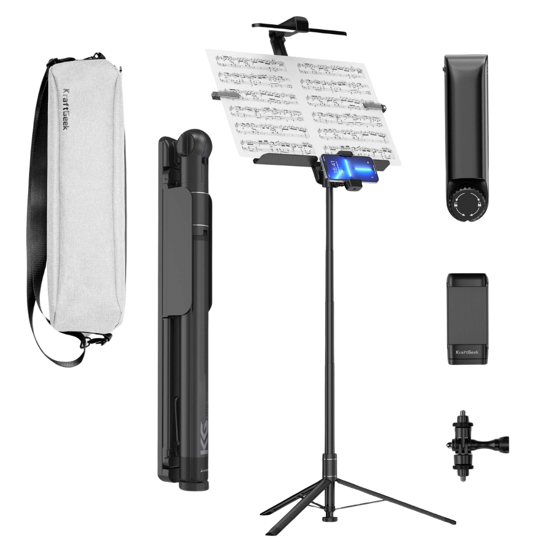 KraftGeek Bravo Music Stand Concerto Combo Black (Stand, Bag, Device H ...