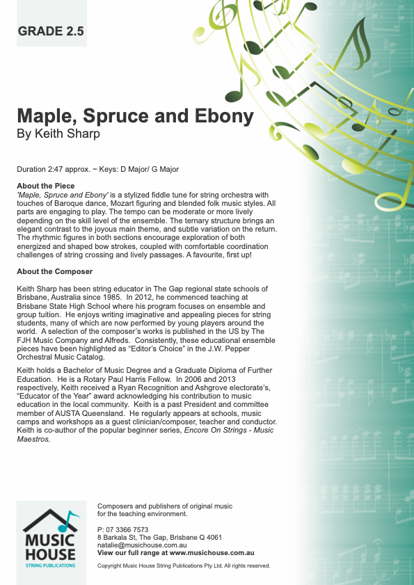 Maple, Spruce and Ebony (Keith Sharp) for String Orchestra – Simply for ...