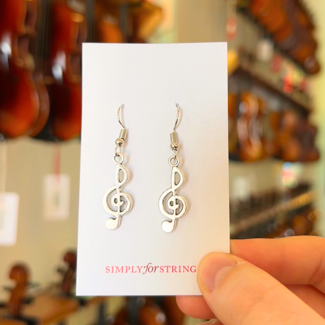 Treble Clef Silver Earrings – Simply for Strings