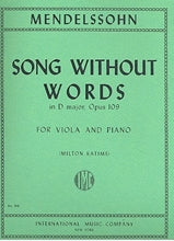 Mendelssohn, Song Without Words Op. 109 for Viola and Piano (IMC ...