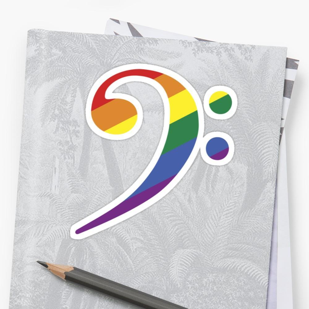Sticker - Rainbow Bass Clef (76mm x 87mm) – Simply for Strings