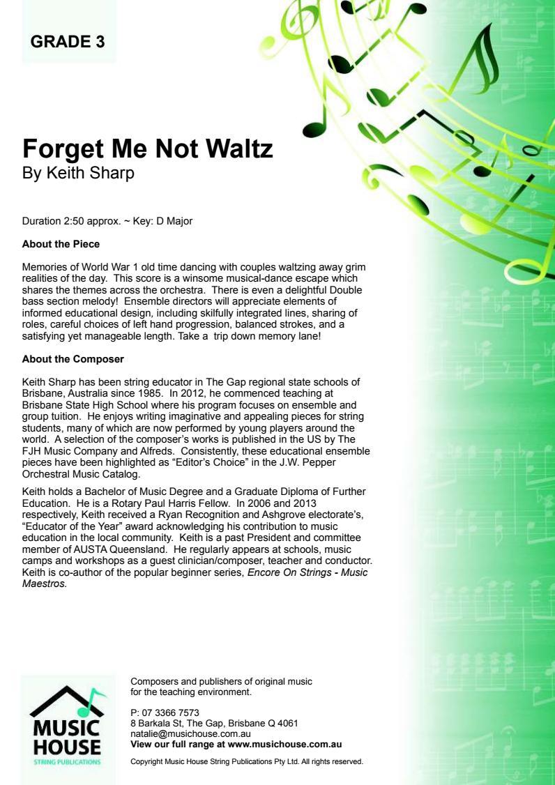Forget Me Not Waltz (Keith Sharp) for String Orchestra – Simply for Strings