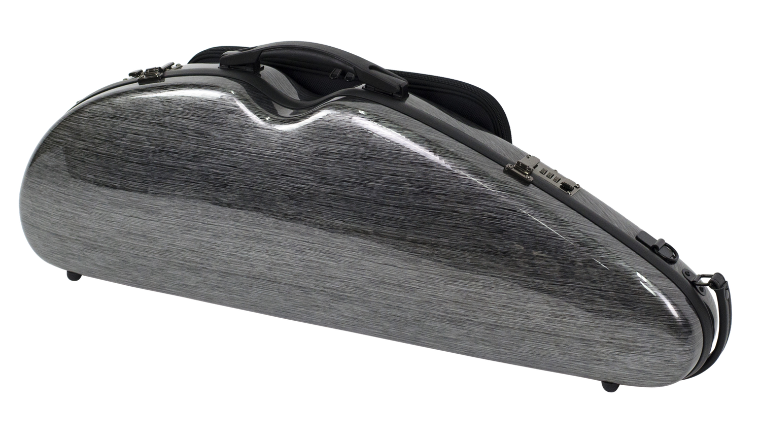 HQ Polycarbon Violin Case HalfMoon Adjustable 1/2-4/4 - Brushed Silver – Simply for Strings