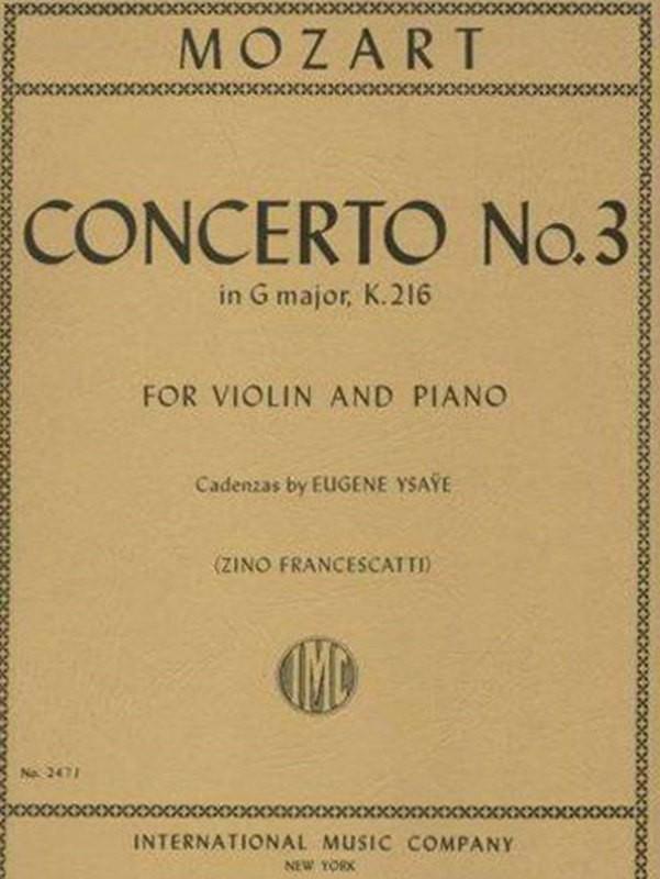 Mozart, Concerto No. 3 in G Major for Violin and Piano (IMC) – Simply ...