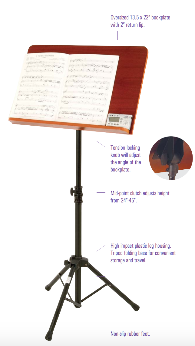On Stage Orchestral Music Stand Wide - Rosewood – Simply for Strings