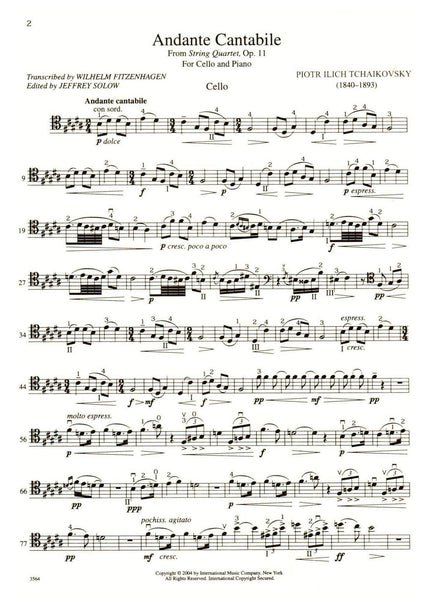 Tchaikovsky, Andante Cantabile for Cello – Simply for Strings