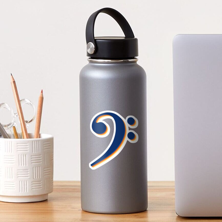 Sticker - Bass Clef Navy and Orange – Simply for Strings